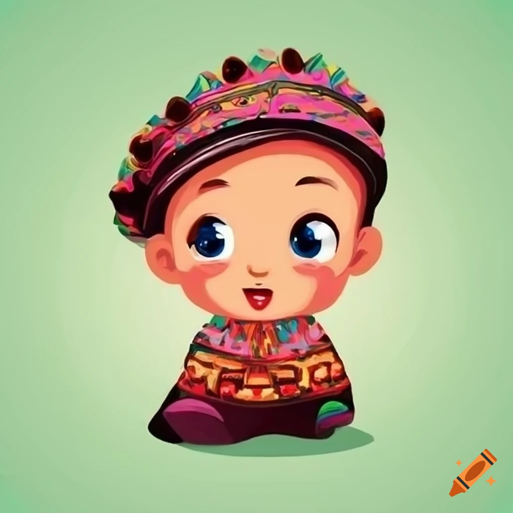 Cute cartoon Baby hmong boy with hat on Craiyon
