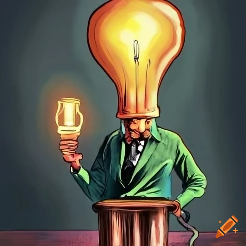 Fluoresent Light Thomas Edison Cartoon