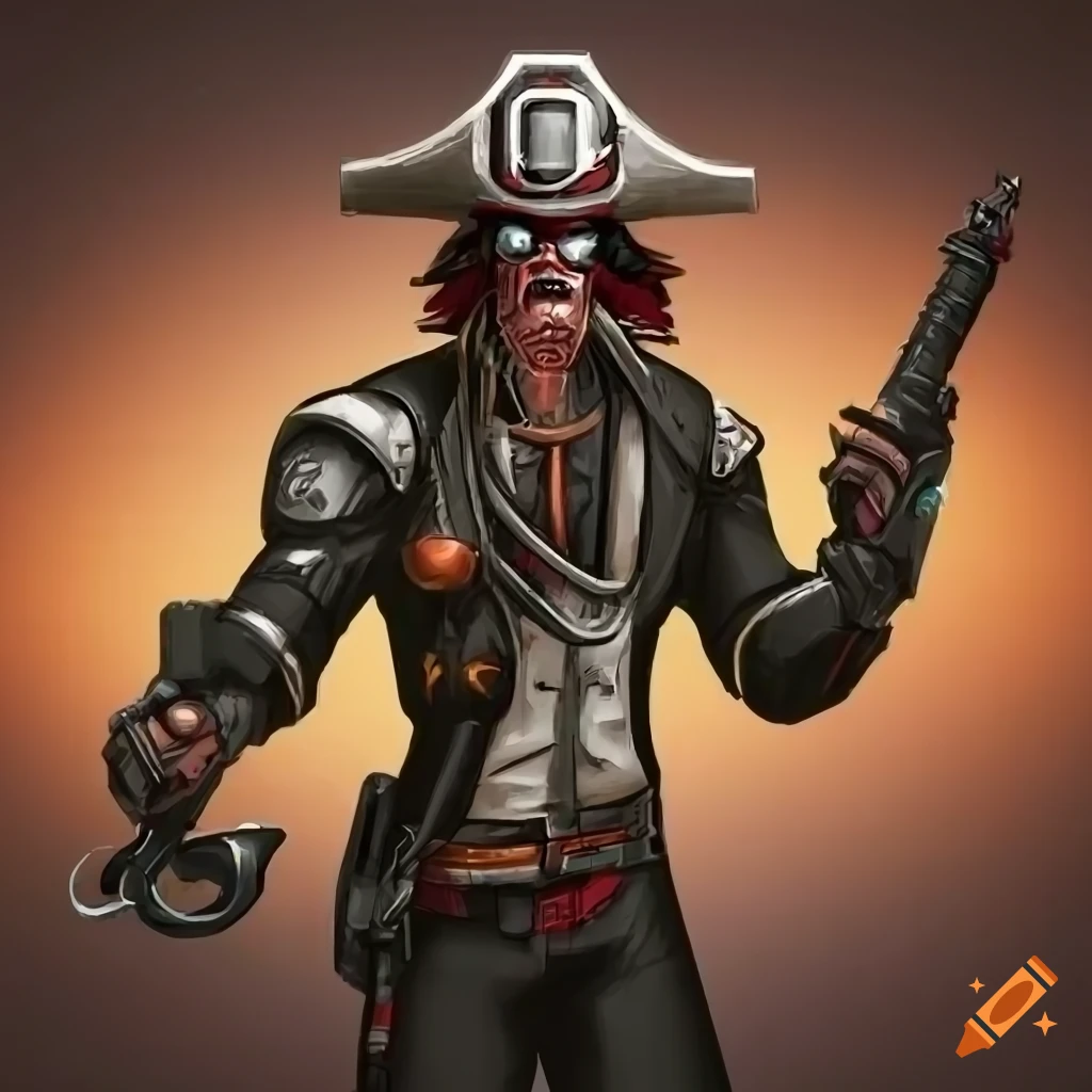 Cyberpunk space pirate with futuristic flintlock weapon on Craiyon