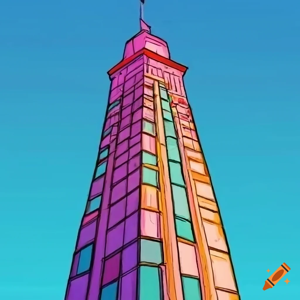 Tall building in a desert with one-point perspective on Craiyon