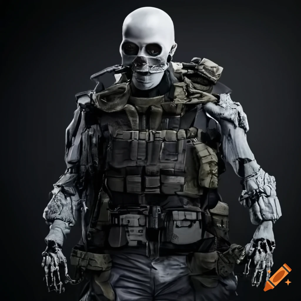 Tactical skeleton warrior on Craiyon