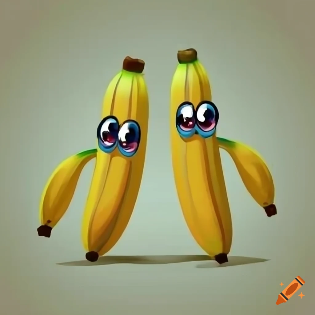 Two cartoon bananas with smiling faces on Craiyon