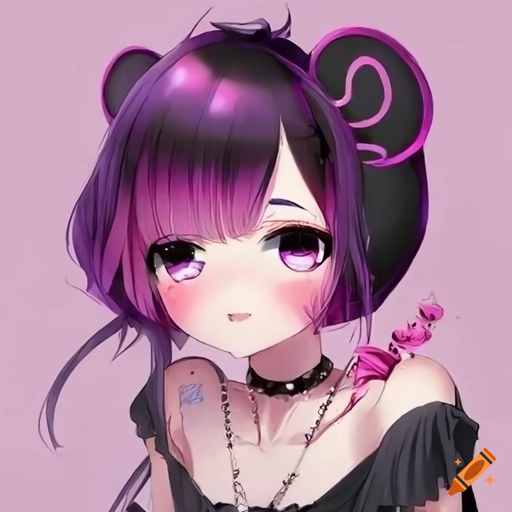 Anime mouse girl with dreamy emo vibes on Craiyon