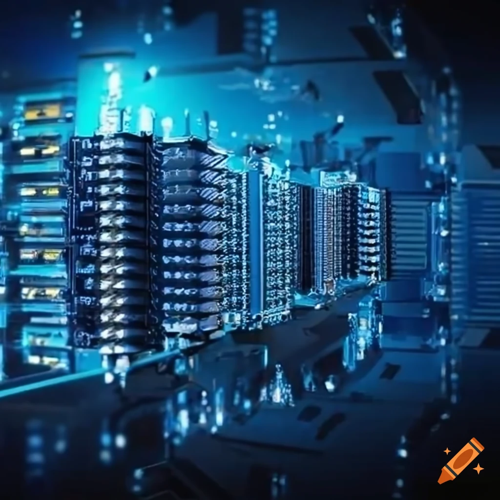 Ai computer chip cluster on Craiyon