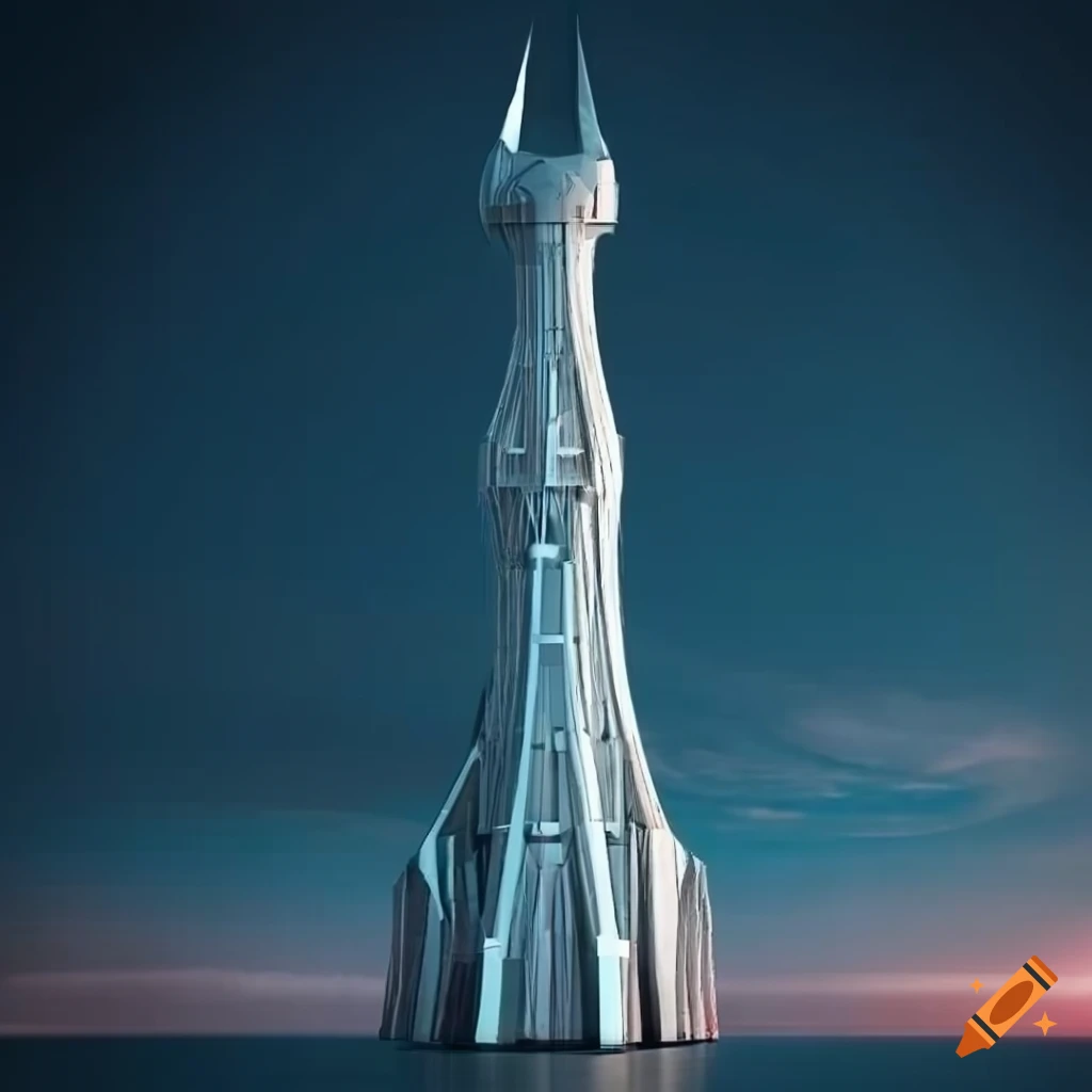 Futuristic alien sci-fi tower with sleek and advanced design on Craiyon