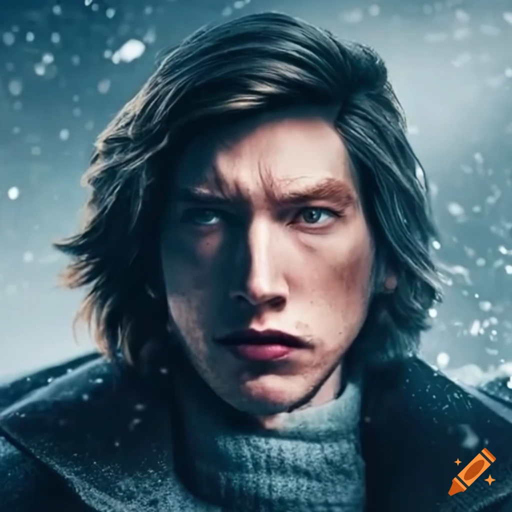 Adam driver and domhnall gleeson in the snow on Craiyon