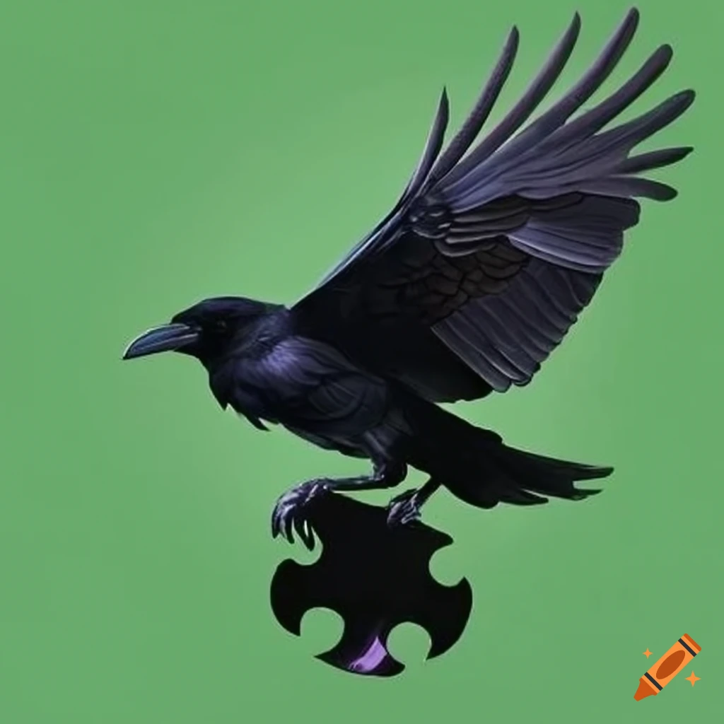 Black raven puzzle pieces on Craiyon