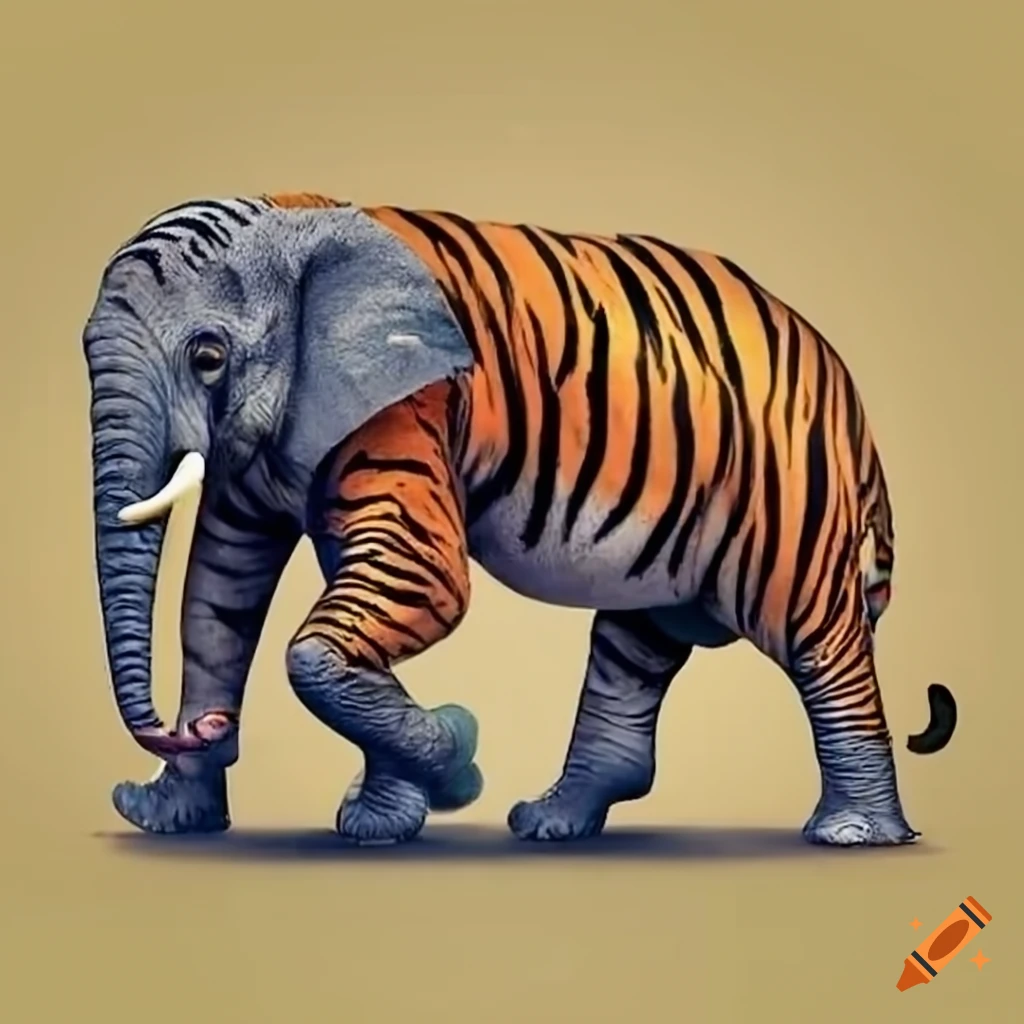 Elephant and tiger on Craiyon