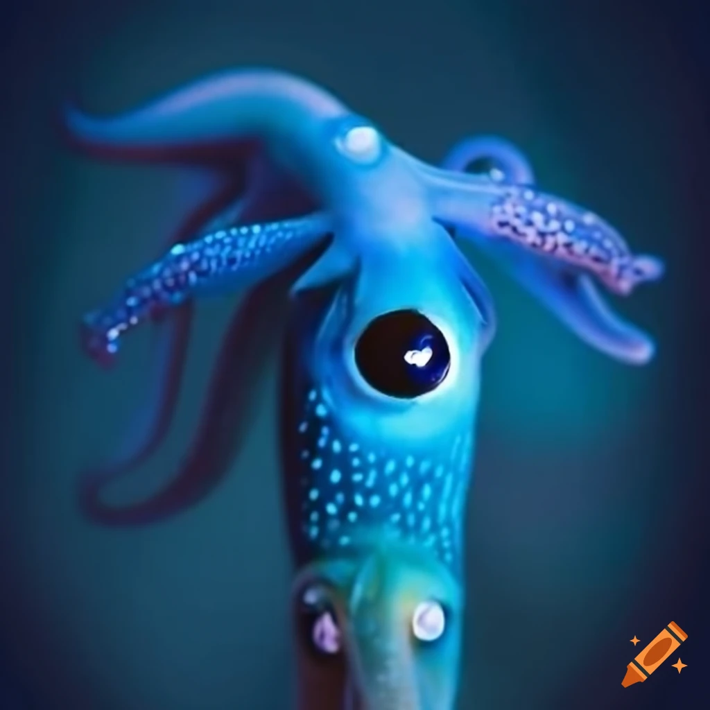 Blue squid with one eye on Craiyon