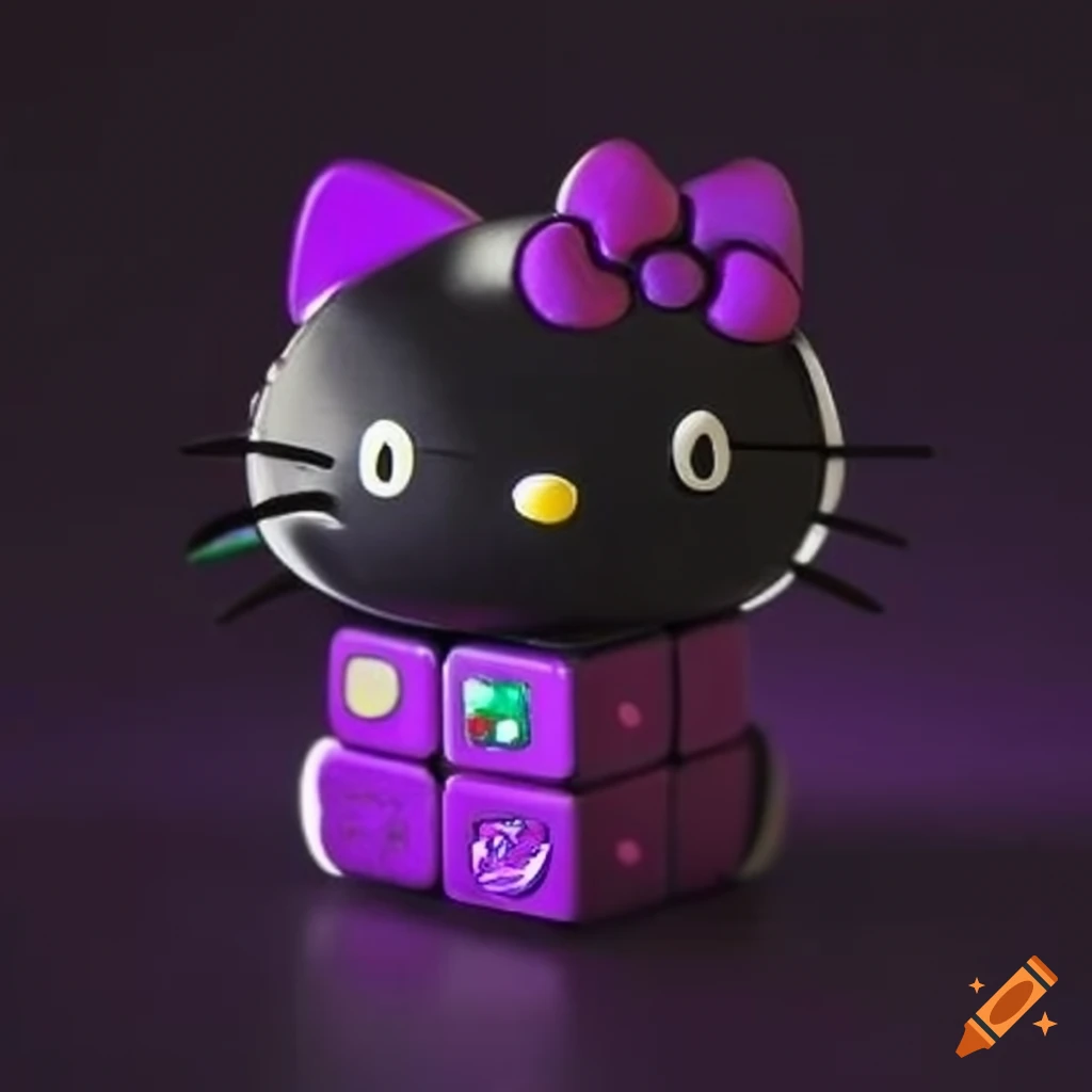 Hello kitty black and purple rubik's cube on Craiyon