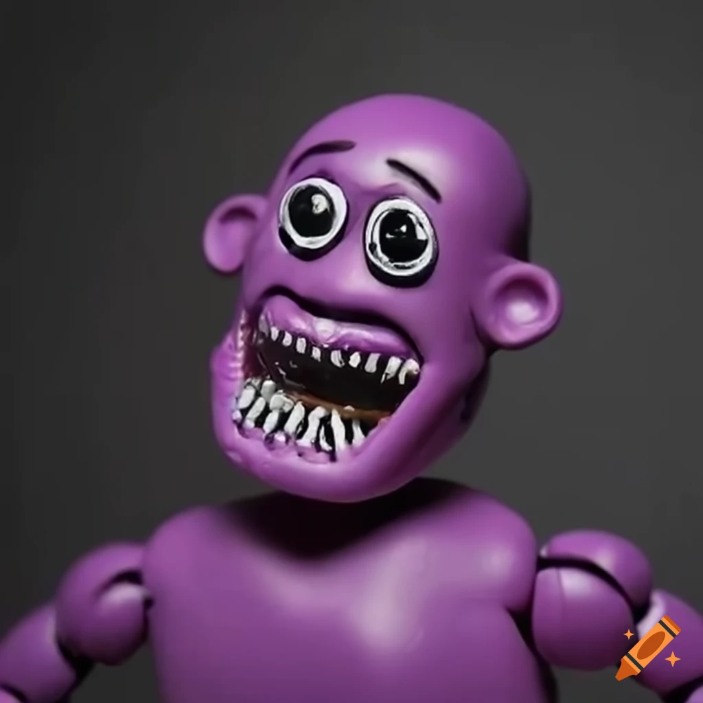 Action figure resembling animatronic grimace shake on Craiyon