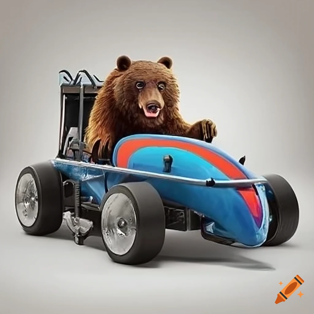 Grizzly bear racing car on Craiyon
