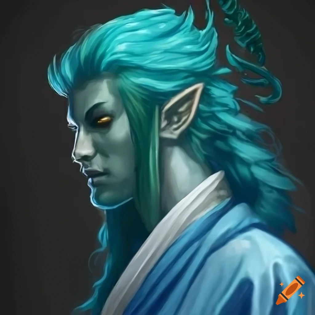 Side profile of a young adult male Triton from Dungeons and Dragons in ...