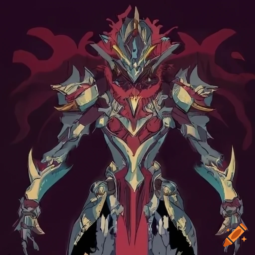 Celestial knights in bulky demonic armor in anime style on Craiyon