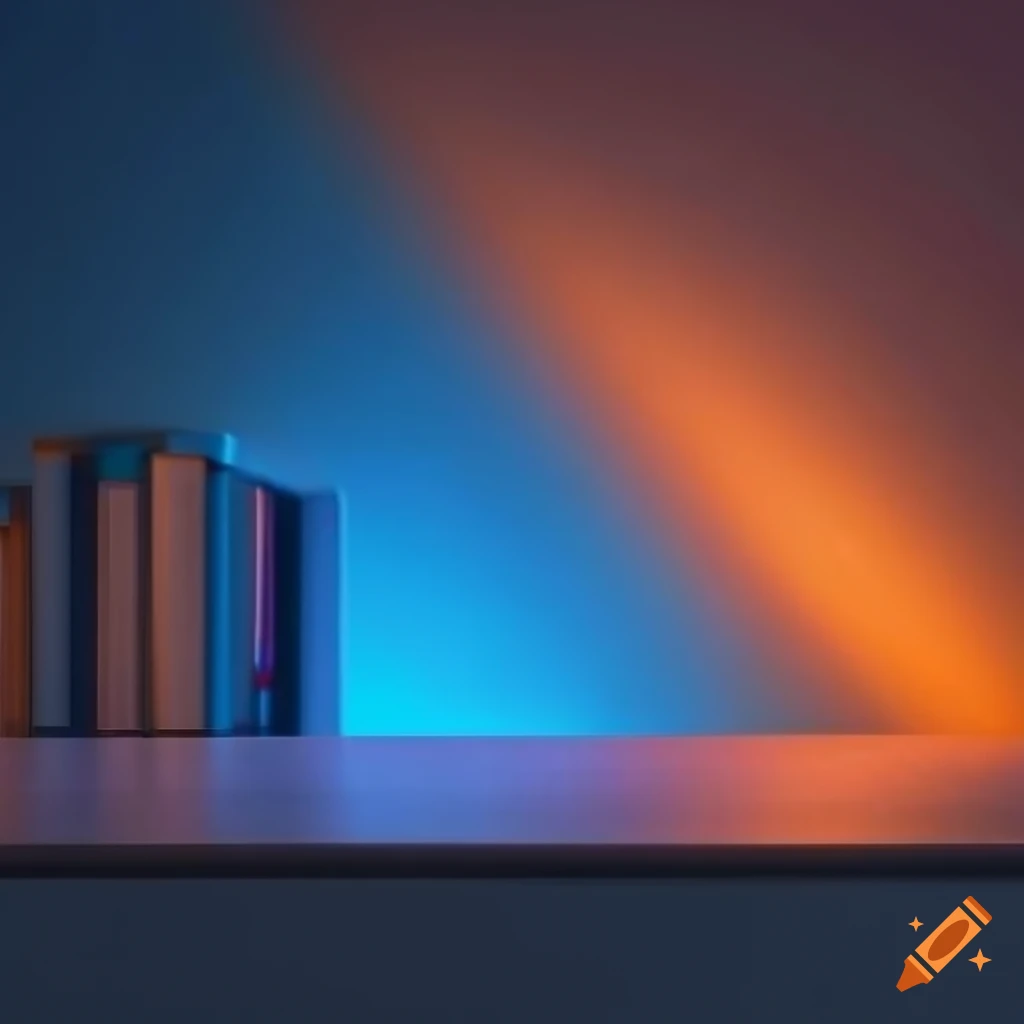 Office with blue and orange backlight on Craiyon