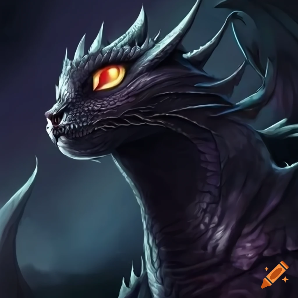 Black cat dragon hybrid illustration on Craiyon