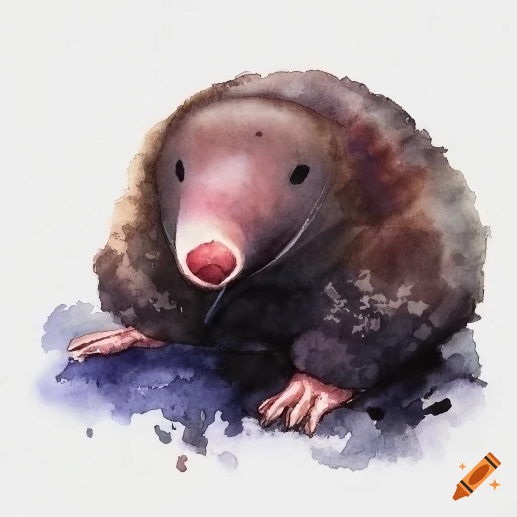 Realistic watercolor painting of a townsend's mole on Craiyon