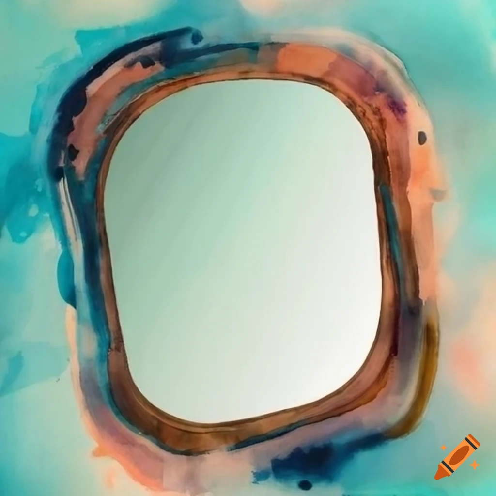 Serene abstract painting of vintage mirrors with watercolor strokes on ...