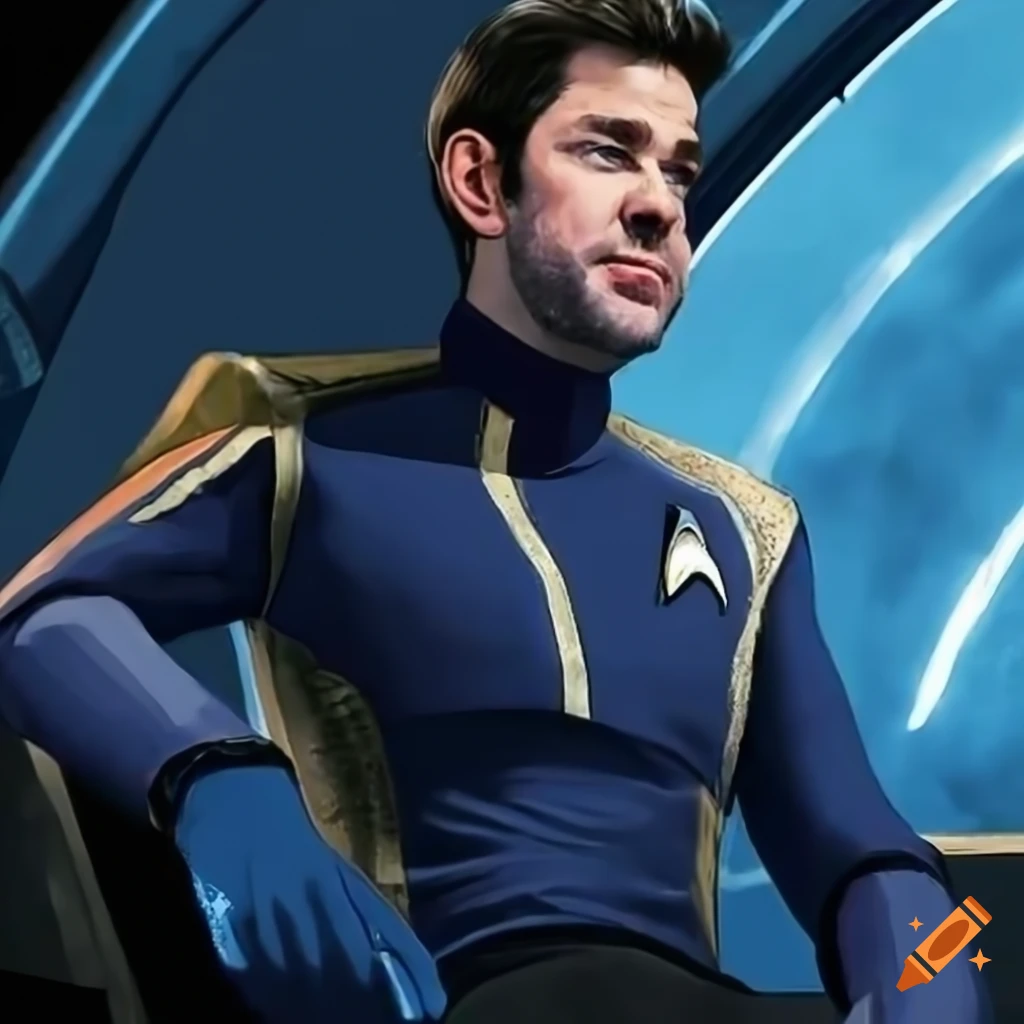 Heroic spaceship captain on the bridge of a starfleet starship inspired ...