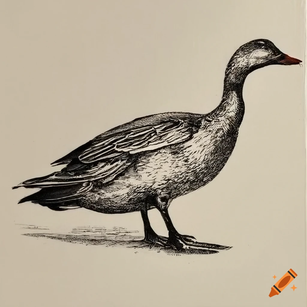 1800s pen and ink etching of ducks on Craiyon