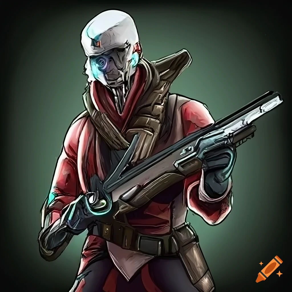 Cyberpunk space pirate with a futuristic flintlock weapon on Craiyon