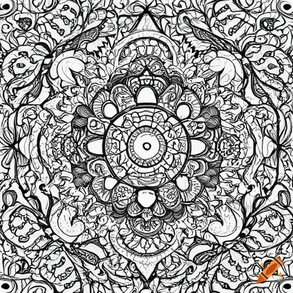 Beautiful coloring page inspired by iconic Mandela effect art on Craiyon