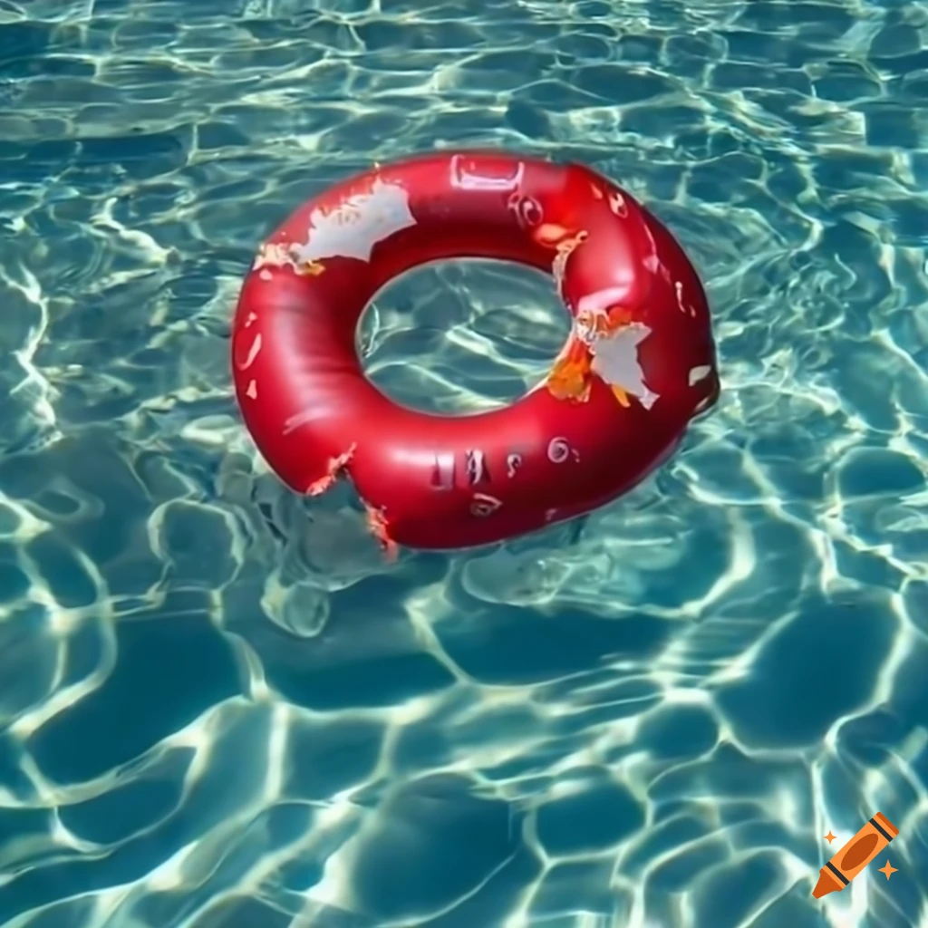 Red inflatable ring submerged in clear pool water on Craiyon