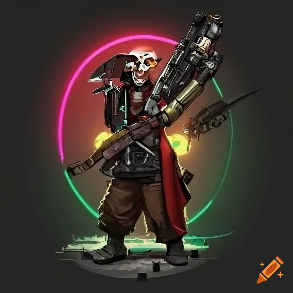 Cyberpunk space pirate with futuristic flintlock weapon on Craiyon