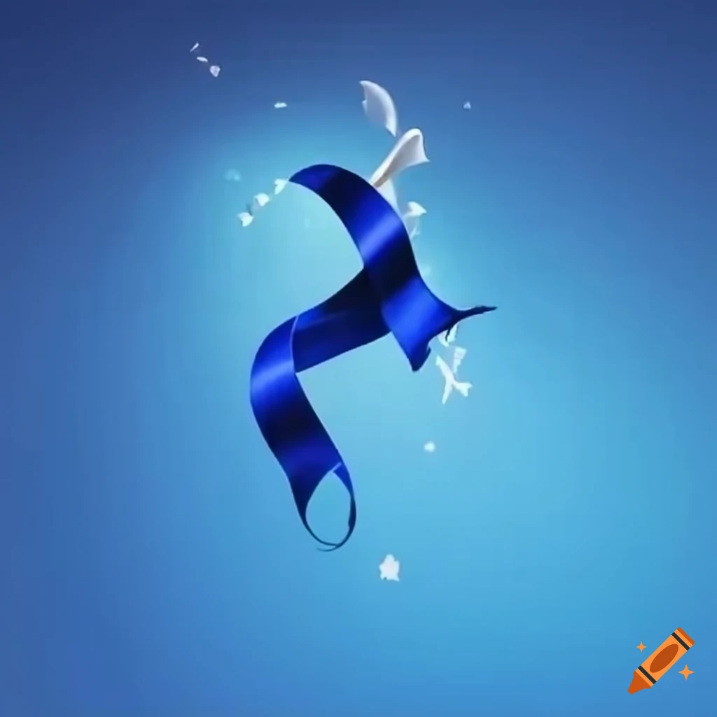 Blue ribbon flying through the air on Craiyon