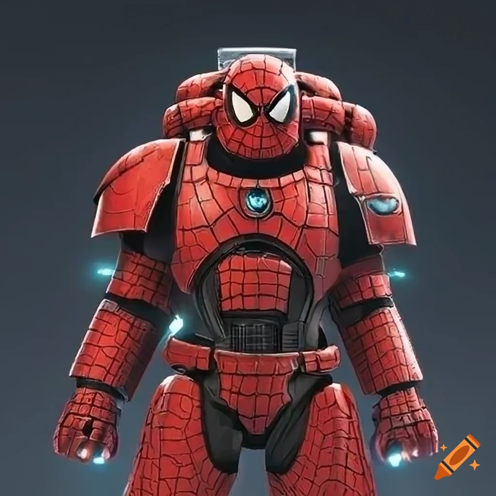 Spider-Man themed space marine power armor on Craiyon