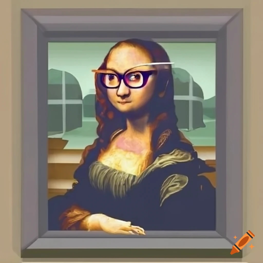 Bald mona lisa with glasses on Craiyon