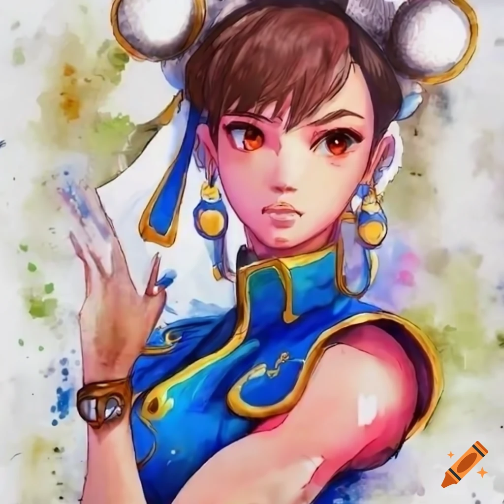 Anime cartoon version of chun-li character on Craiyon