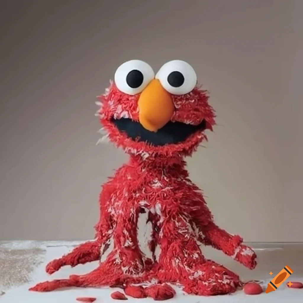 Elmo covered in flour on Craiyon