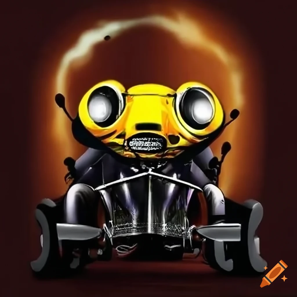 Wasp racing a drag car on the speedway on Craiyon