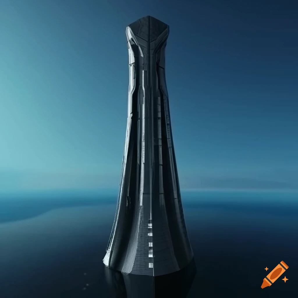 Futuristic alien sci-fi tower with sleek and advanced design on Craiyon