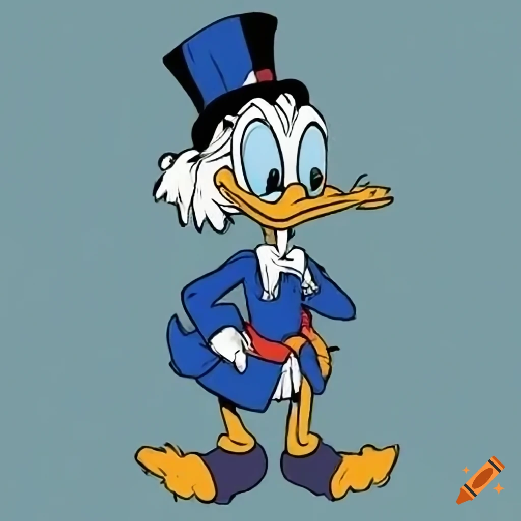 Scrooge mcduck in blue gazing at the horizon on Craiyon