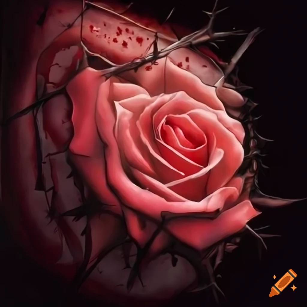 Metal album cover with thorned roses in darkness on Craiyon