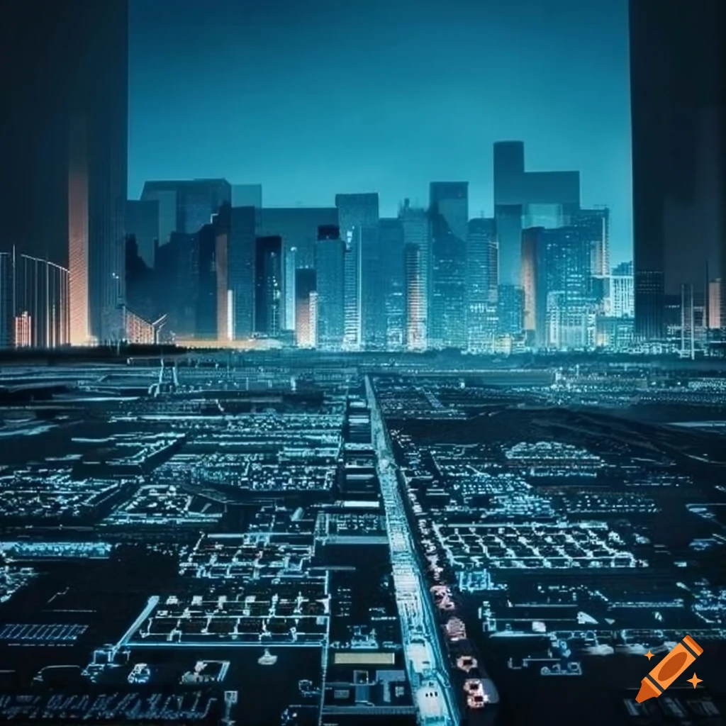 Street in a landscape made of computer chips and circuit boards on Craiyon