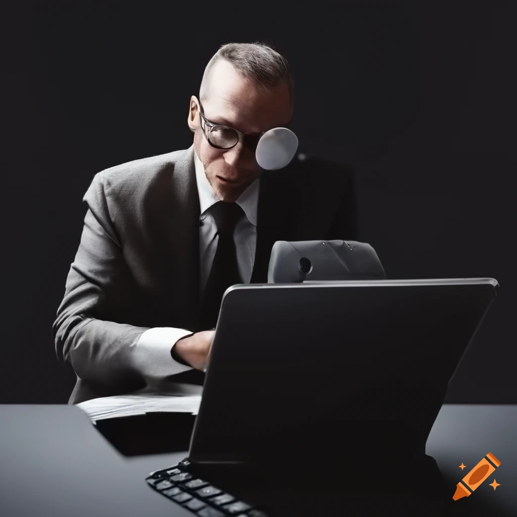 Investigator analyzing a digital lead on computer screen on Craiyon