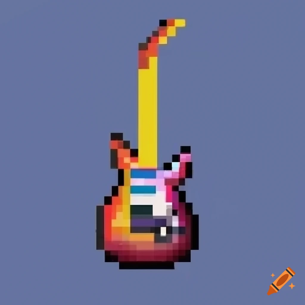 Pixel art of an electric guitar on Craiyon