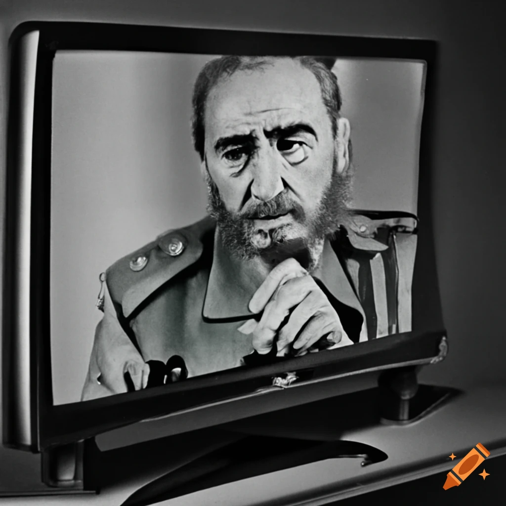 Television screen displaying Fidel Castro on Craiyon