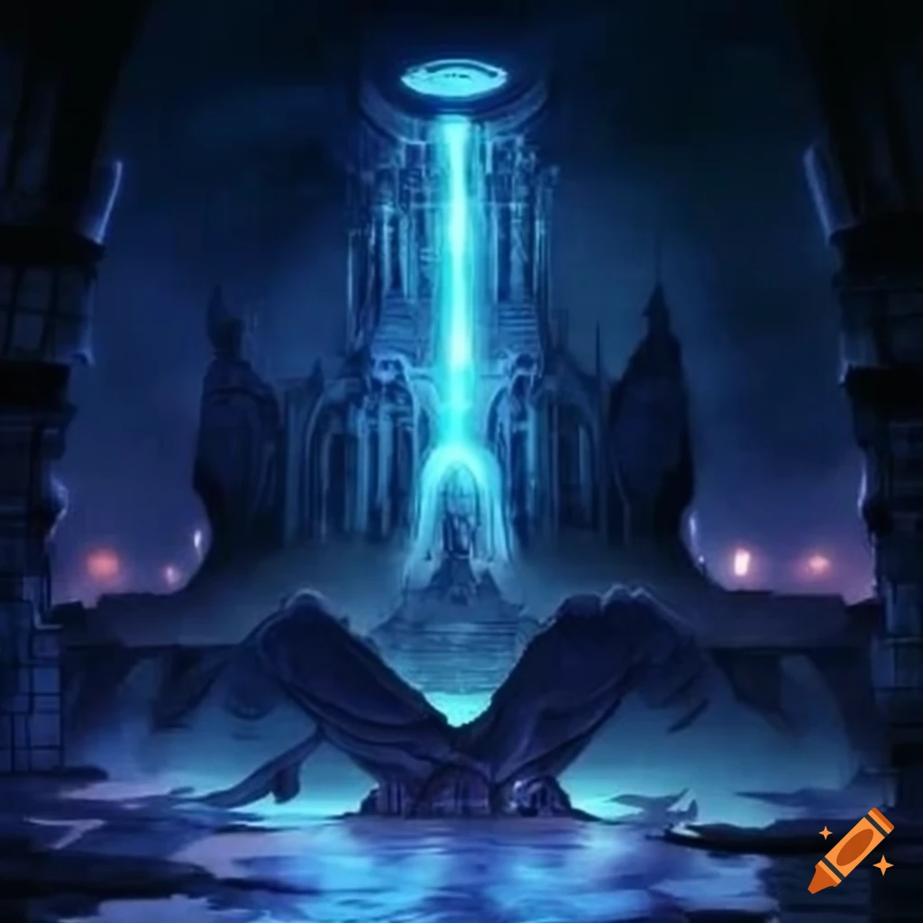 Enigmatic mysterious temple in an anime world on Craiyon