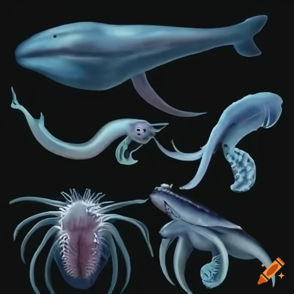 Scientists speculating about 'the bloop' origin with giant sea creatures on Craiyon