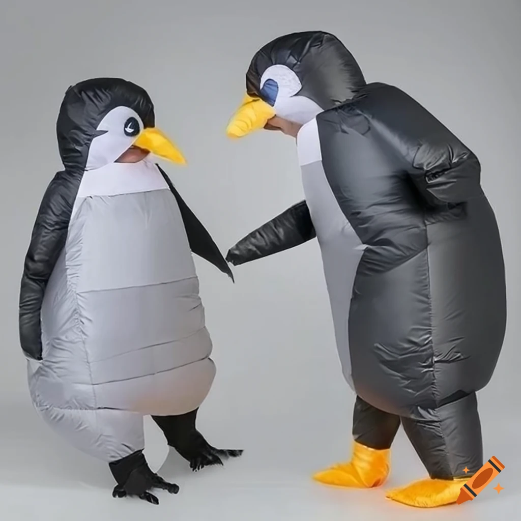 Inflatable penguin costume with face hole for adults on Craiyon