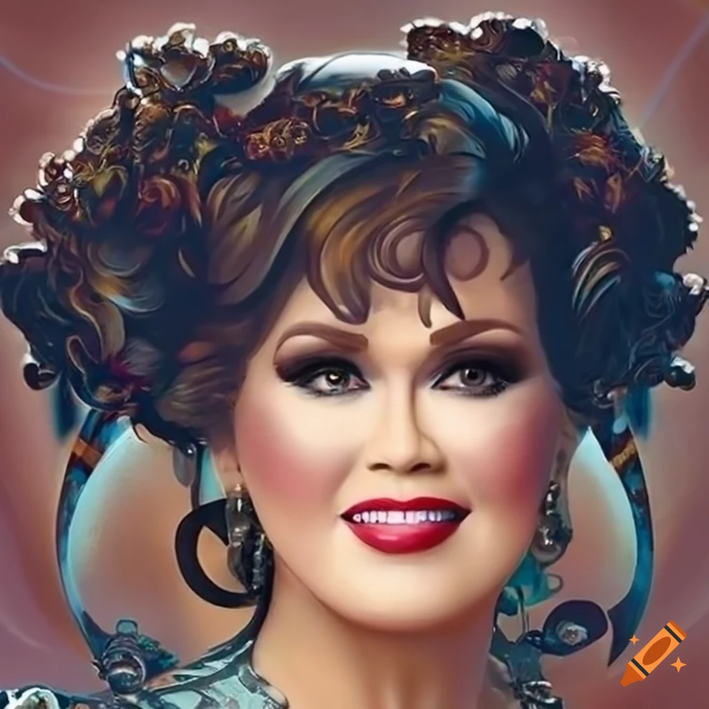 Illustration of a woman with distinctive symmetrical features in an ...