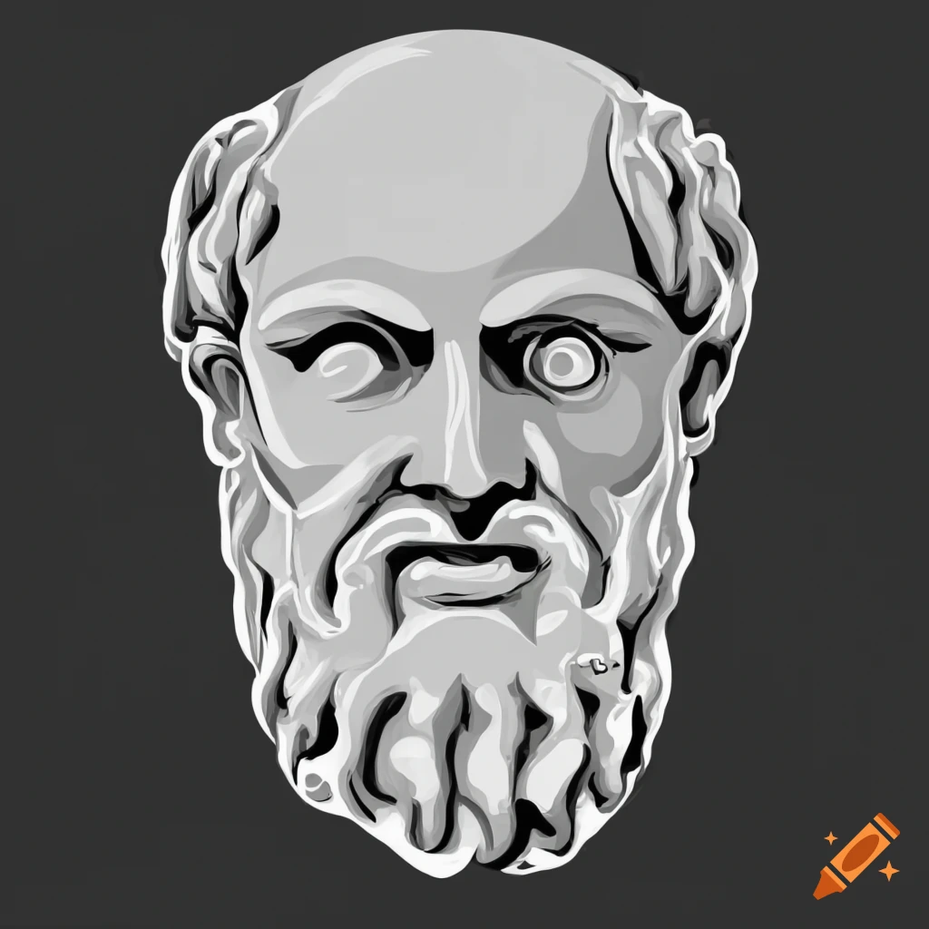 Ancient greek philosopher on a grey background illustration on Craiyon