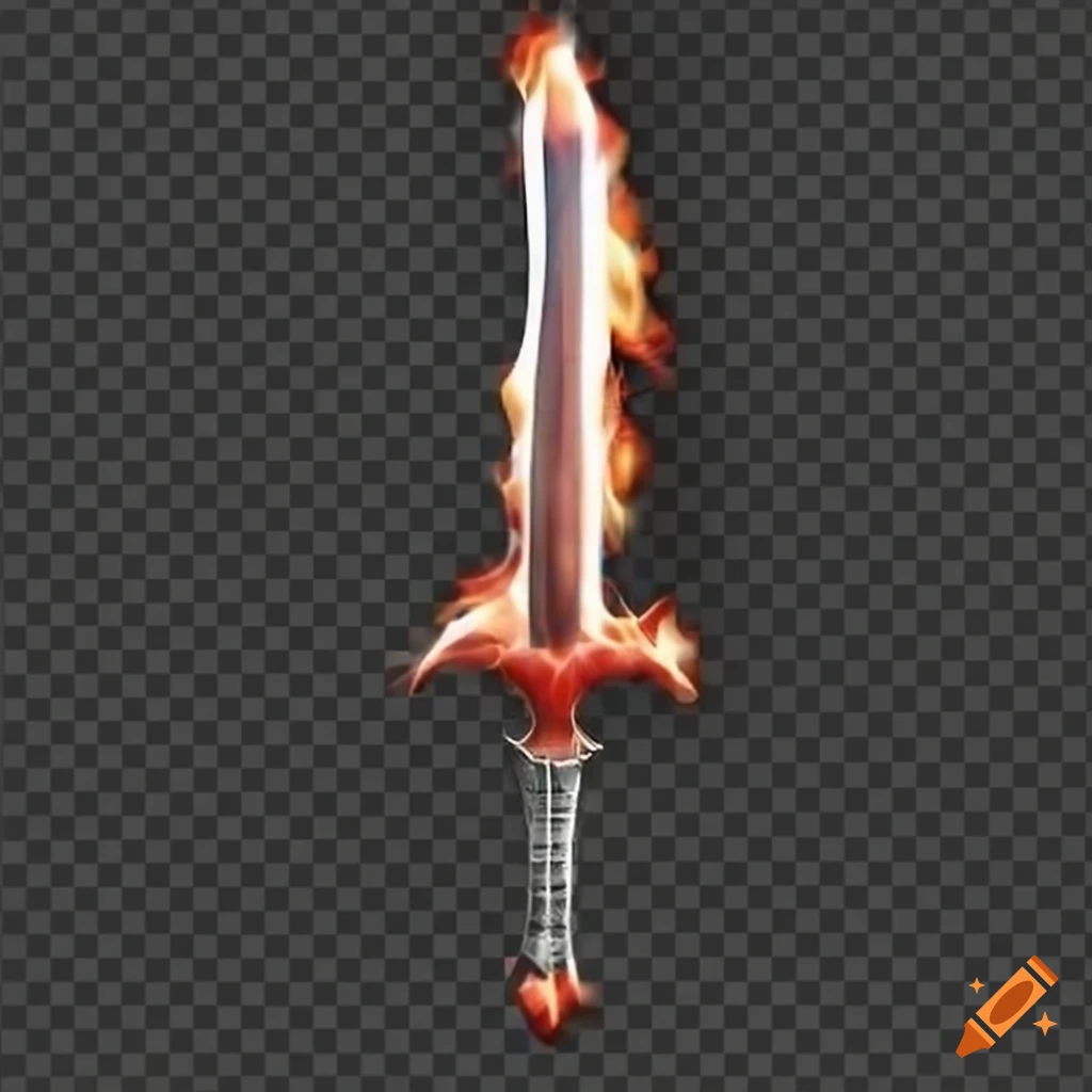 Flaming sword on transparent background on Craiyon