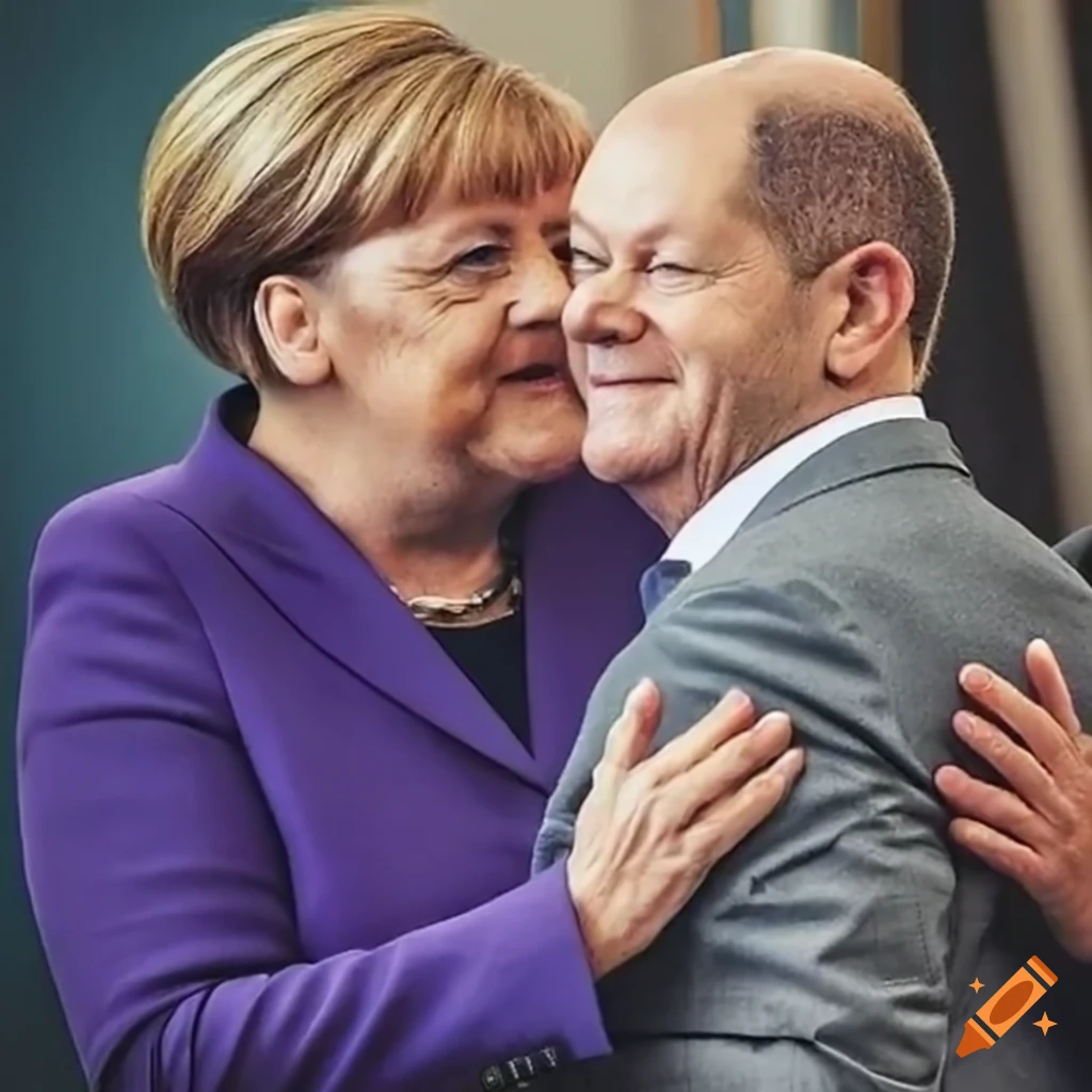 Angela Merkel taking a selfie with Olaf Scholz on Craiyon