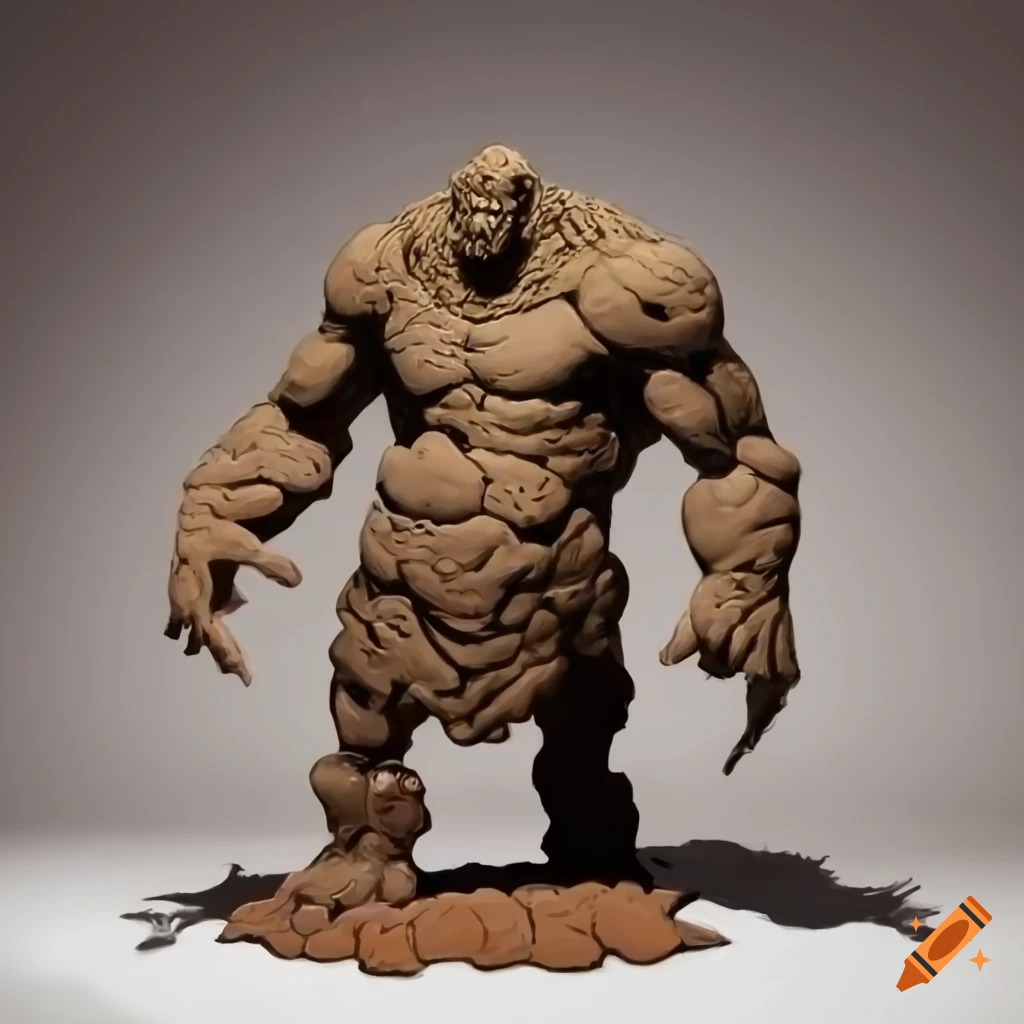 Clay golem troll in frank frazetta style on Craiyon