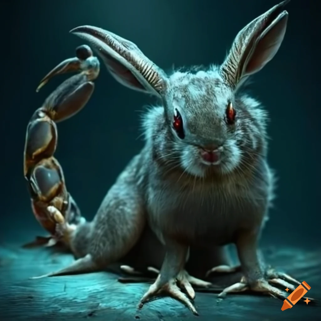 Hybrid creature with rabbit and scorpion features on Craiyon